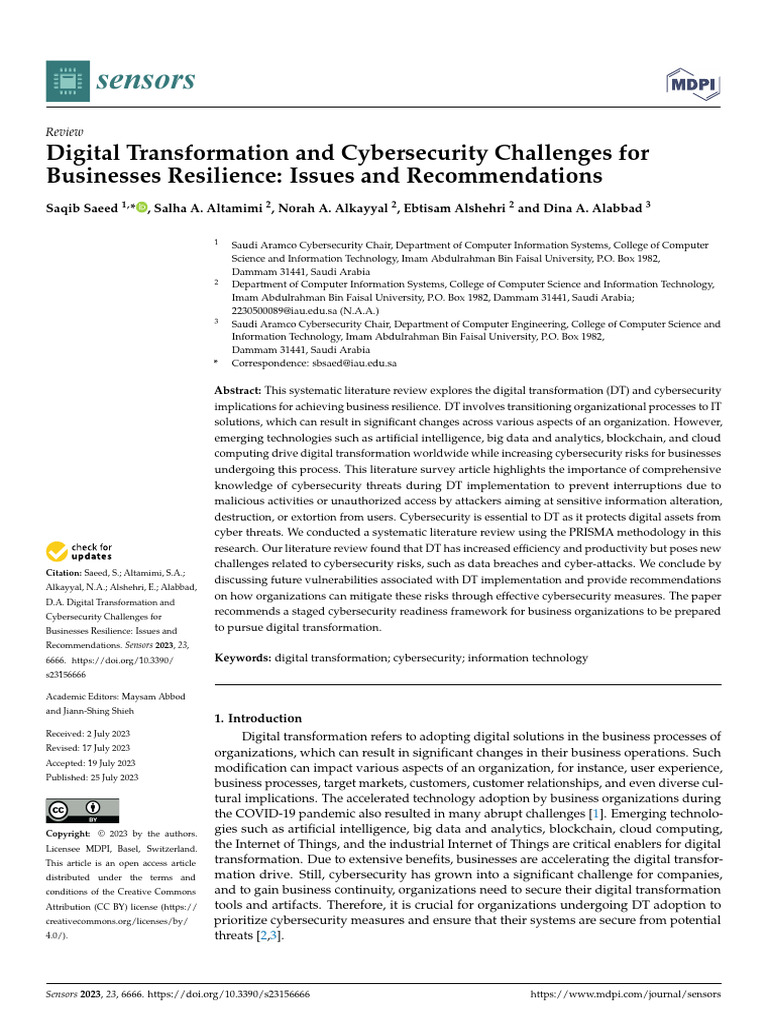Digital Transformation and Cyb | PDF | Computer Security | Security