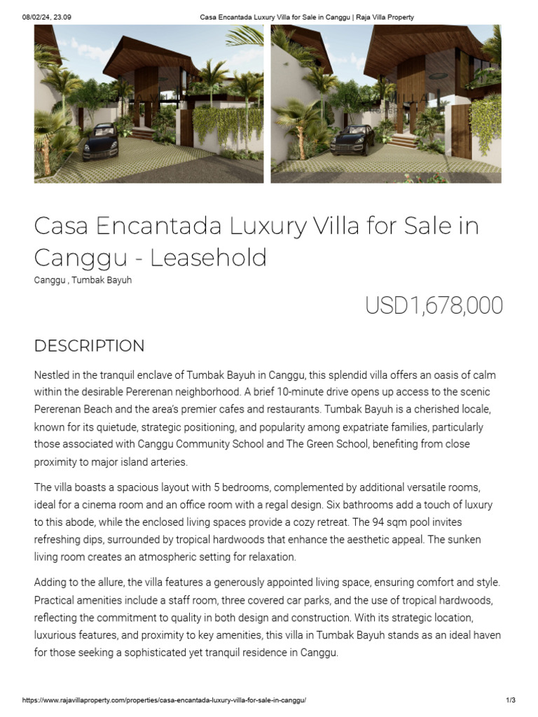 Casa Encantada Luxury Villa for Sale in Canggu _ Raja Villa Property | PDF | Room | Buildings ...