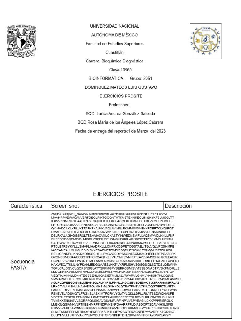 Ejercicios de Bioinformática en Prosite | PDF | Proteínas | Aminoácidos