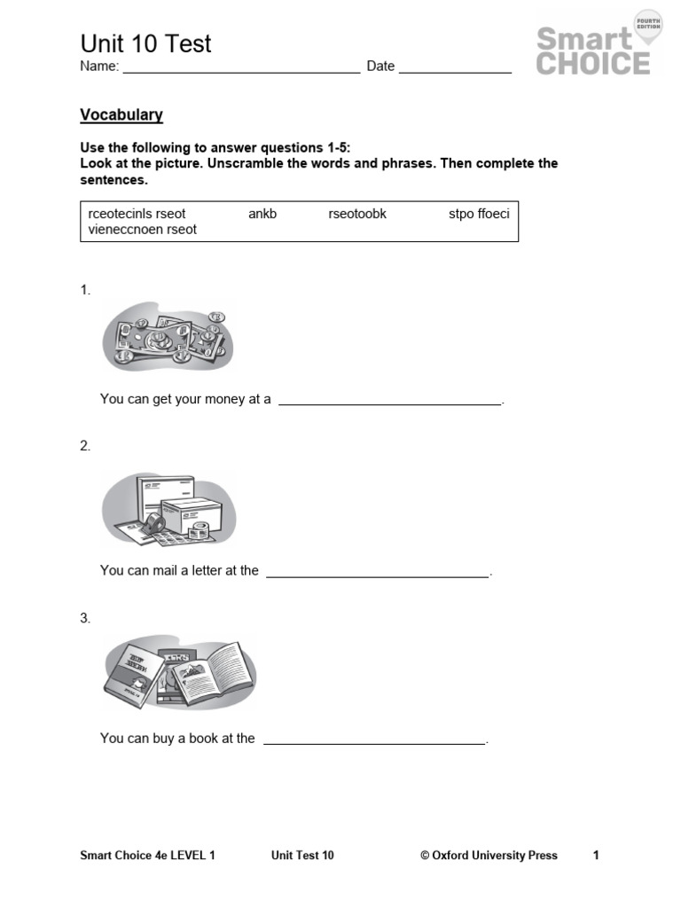 SC4e L1 Test U10 | PDF | Convenience Store