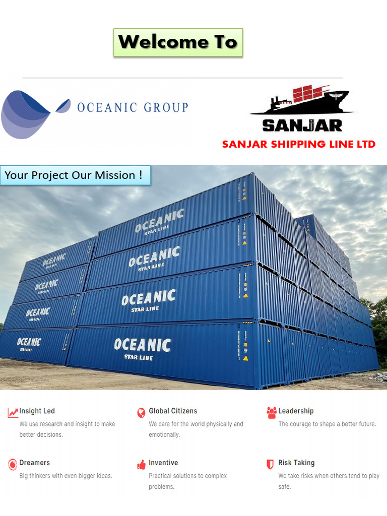Sanjar Shipping LIne Profile | PDF | Innovation | Cargo