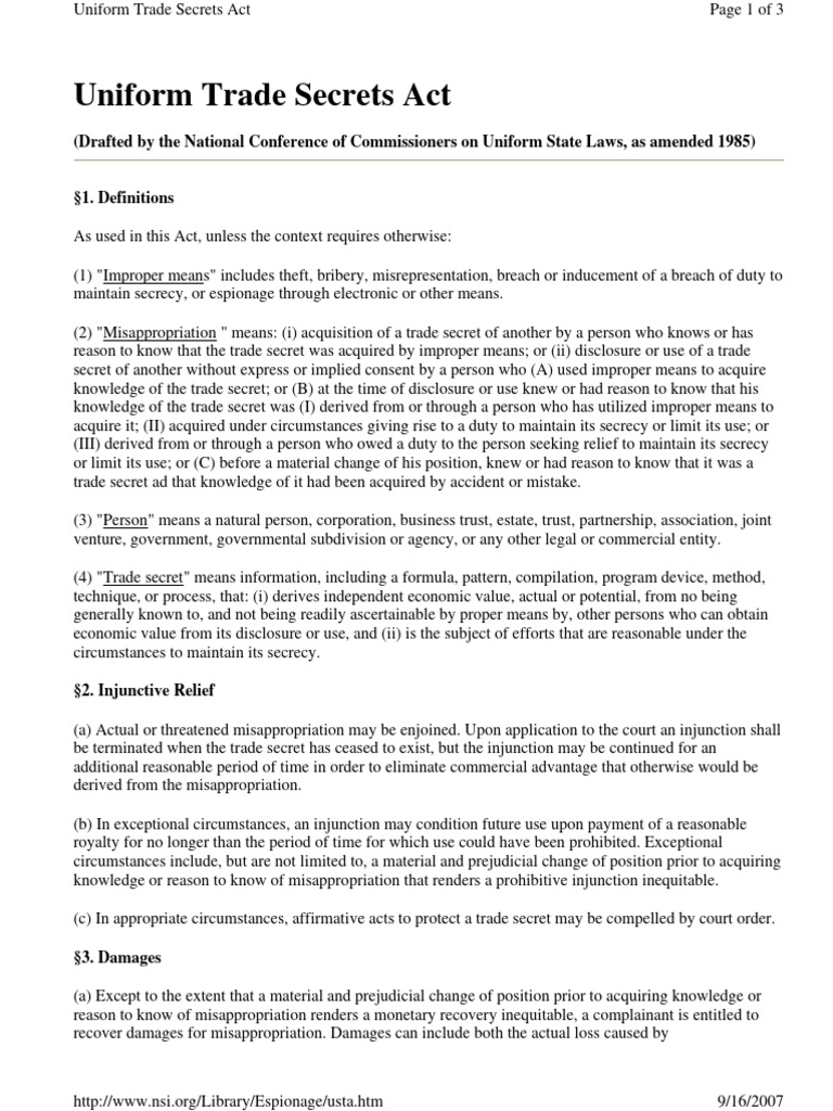 Utsa | PDF | Trade Secret | Public Law