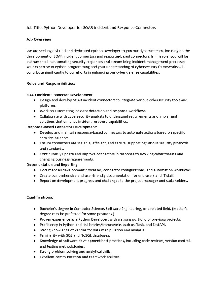 JD - Python Developer Intern - Freshers | Download Free PDF | Security | Computer Security