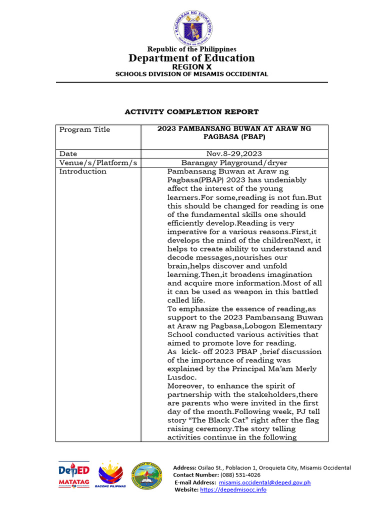 PBAP Activity Completion Report | PDF | Learning | Behavior Modification