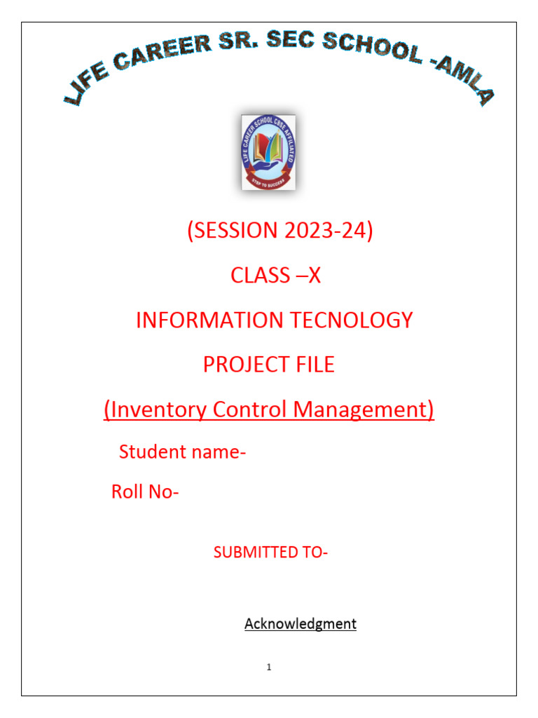 Class X Project File | PDF | Databases | Inventory