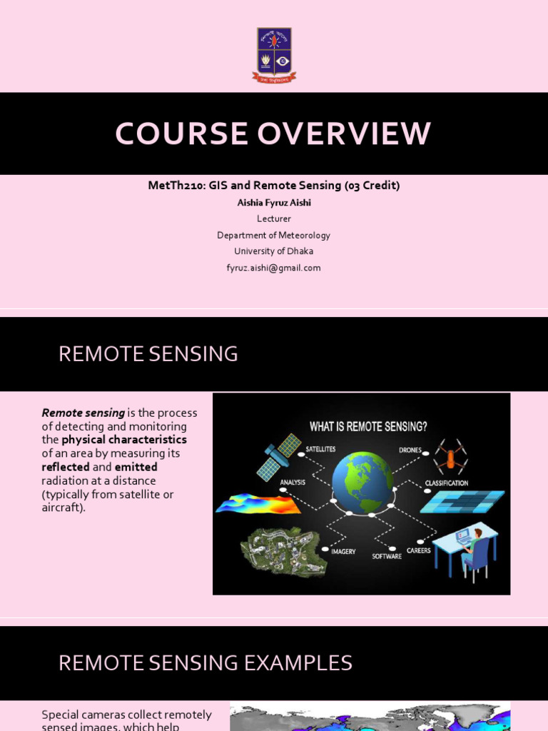 Lec 1 overview | PDF | Geographic Information System | Remote Sensing