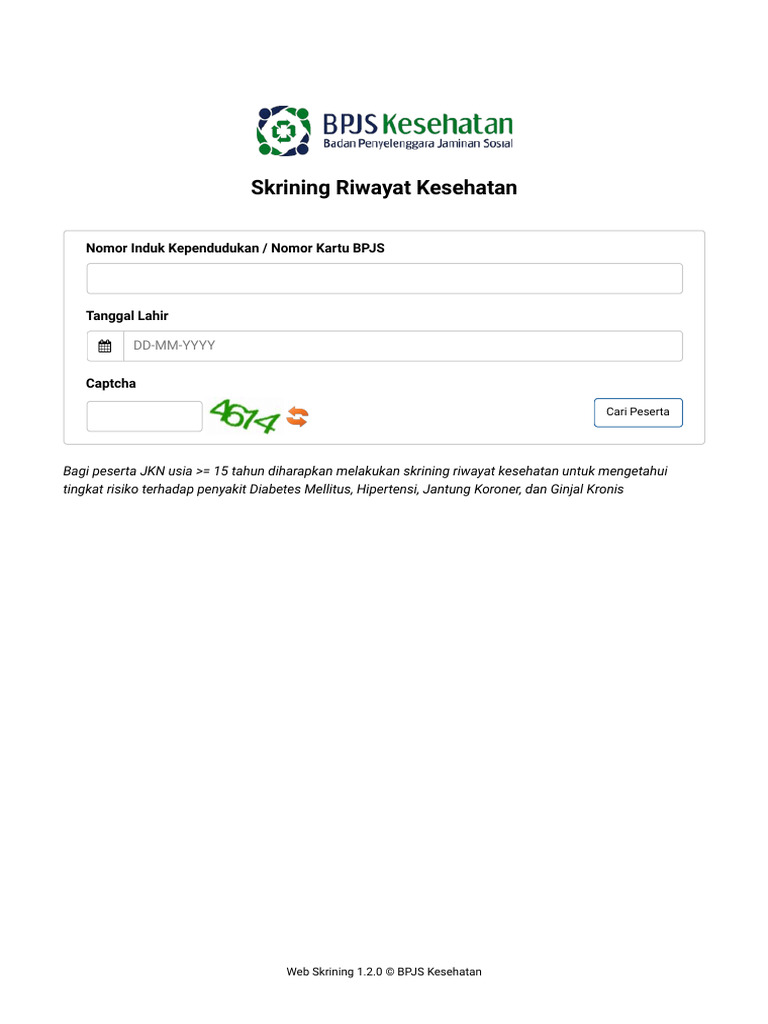 Web Skrining BPJS Kesehatan | PDF | Gaya Hidup