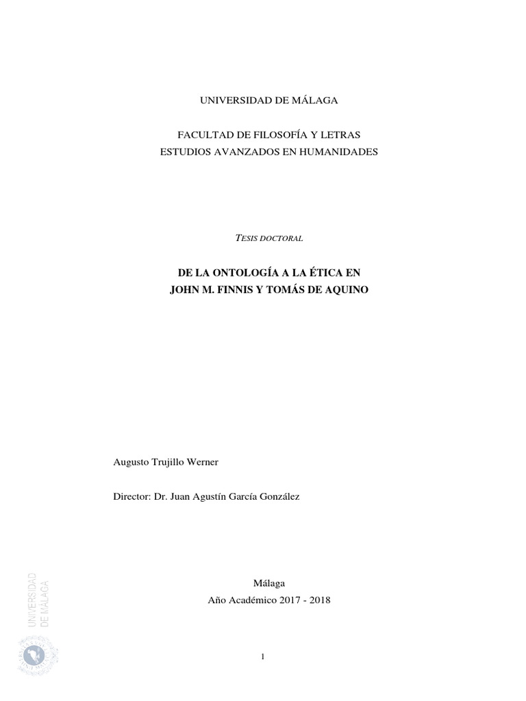 De La Ontología A La Ética en John M. Finnis y Tomás de Aquino | PDF ...