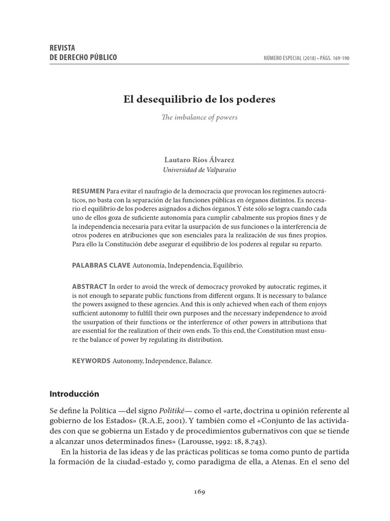 El Desequilibrio de Los Poderes | PDF | Separación de poderes | Judicaturas