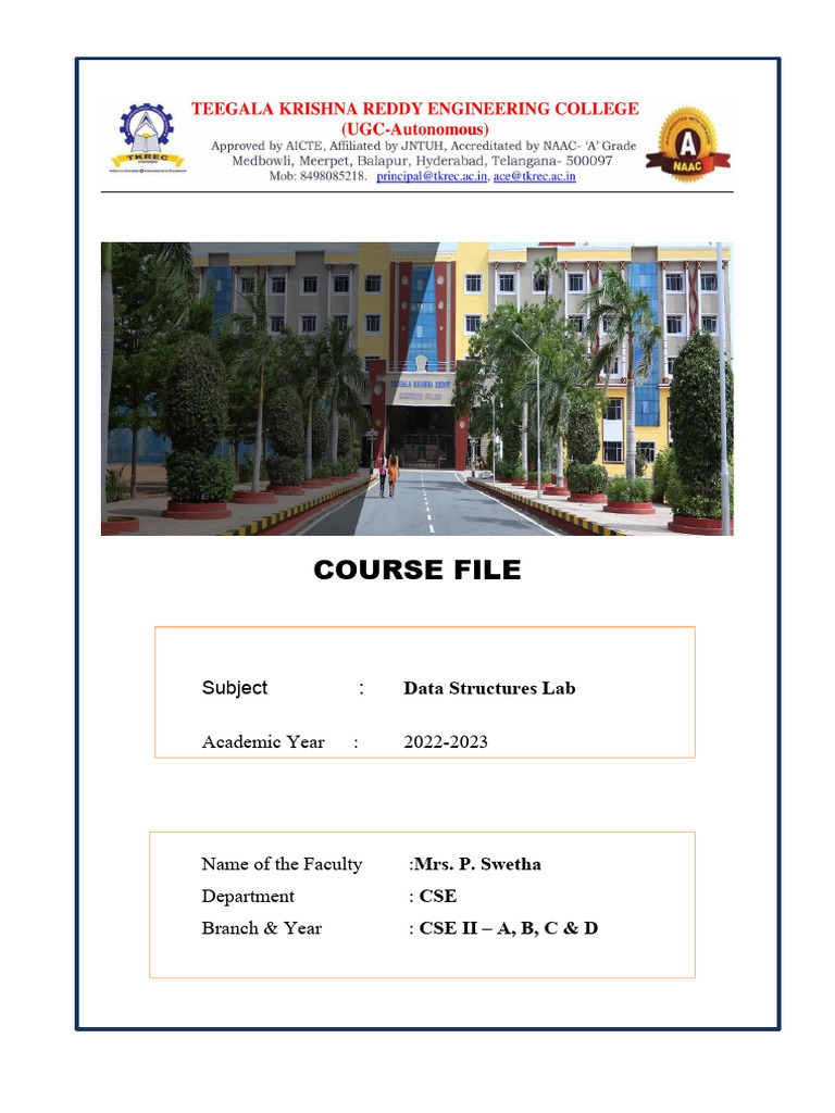 Data Structures Lab Course Handout | PDF | Engineering | Analysis Data Structures Lab Course Handout | PDF | Engineering | Analysis