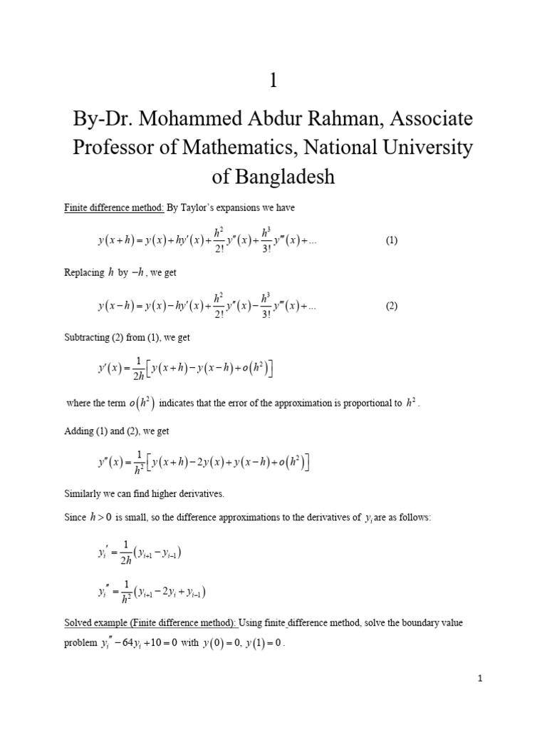 Finite Difference Method Dr Rahman Nu Bd Download Free Pdf