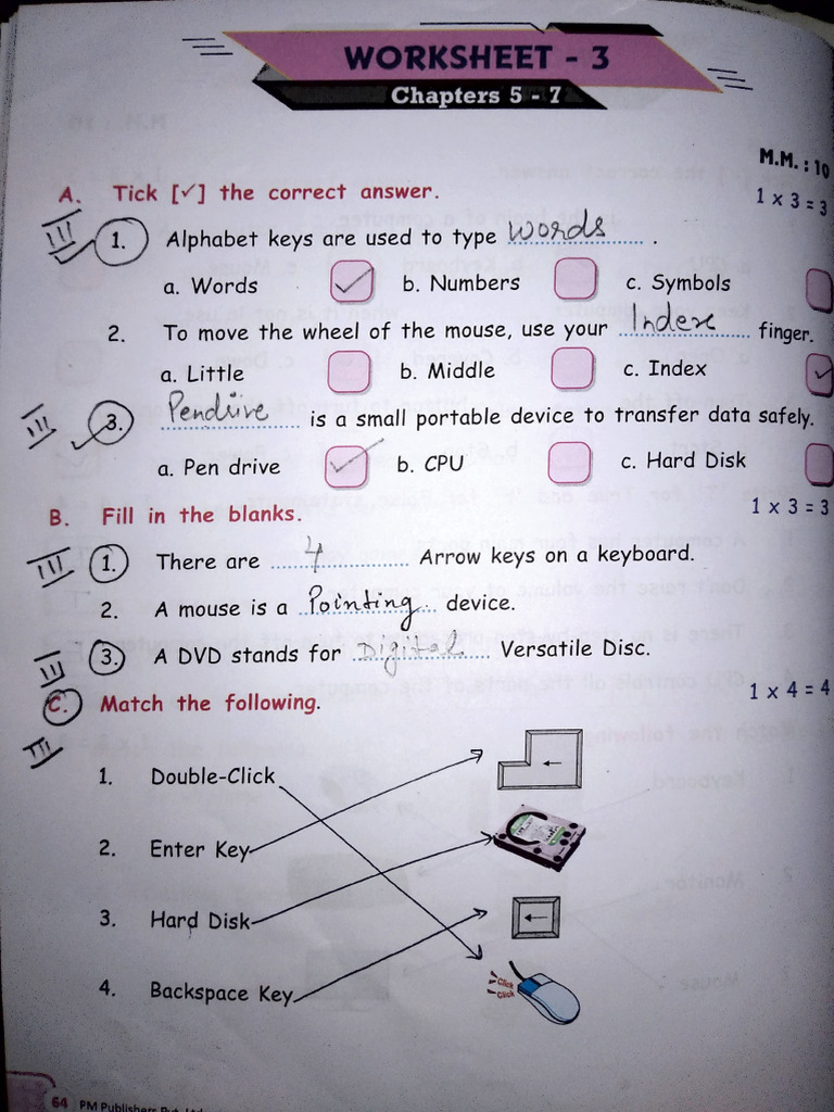 Computer 3rd Term Worksheet and Model Test Paper | PDF | Computer ...
