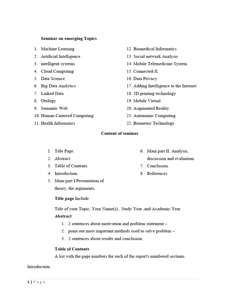 Emerging Technology Seminar Guidelines | PDF | Computer Science | Data