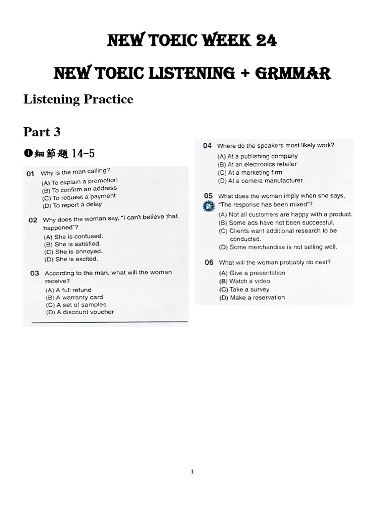New TOEIC Week 20 | PDF | Fax