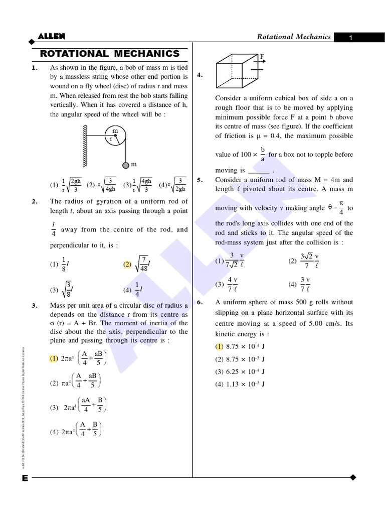 Rotational Mechanics | PDF | Rotation Around A Fixed Axis | Space