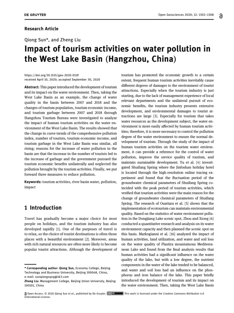 Tourism's Impact on West Lake Pollution | PDF | Water | Tourism