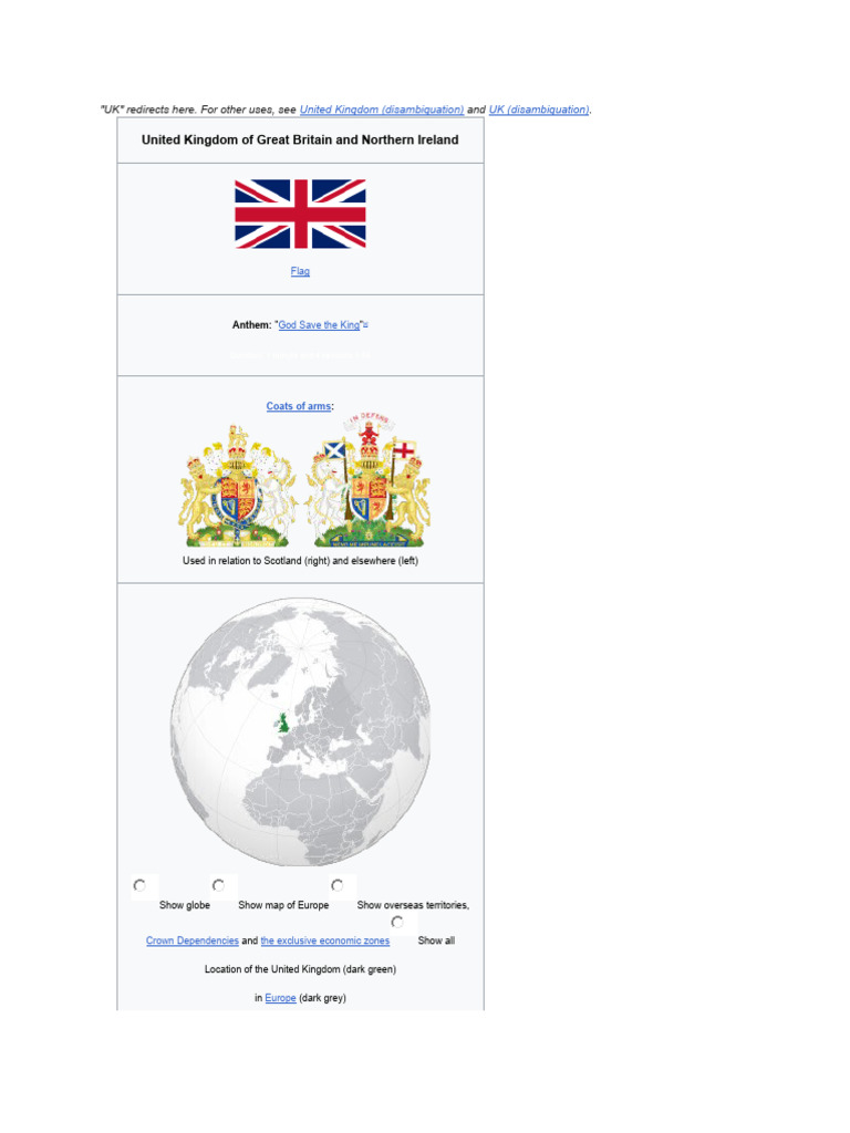 United Kingdom of Great Britain and Northern Ireland: "UK" Redirects ...