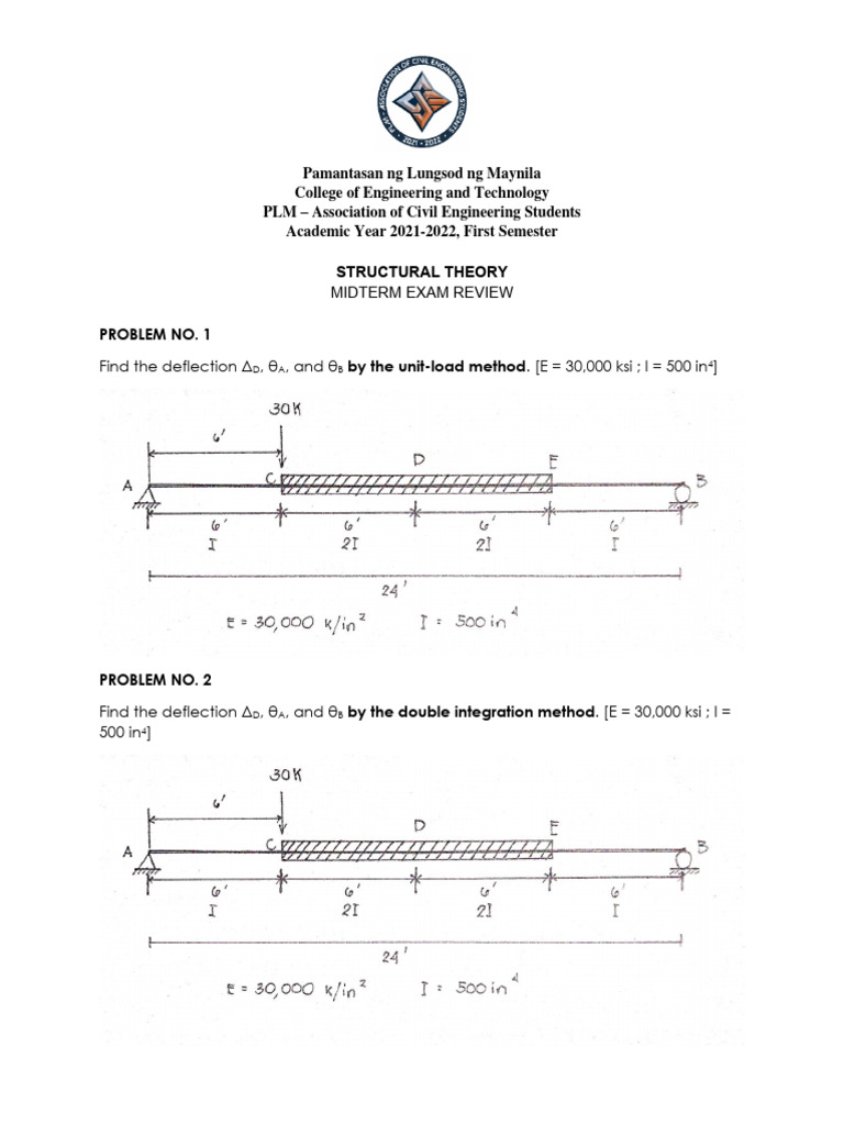 VICE 1 - STRUCTURAL THEORY Practice Exams | PDF | Building Engineering | Applied And ...
