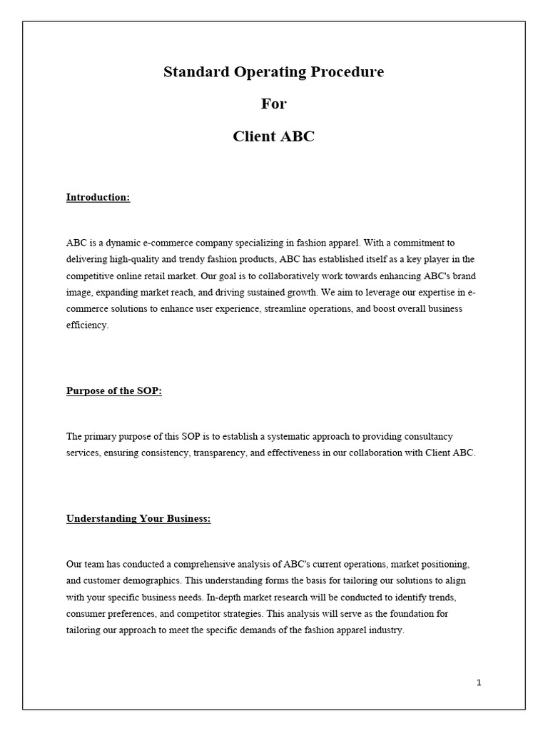 Standard Operating Procedure For Client ABC | PDF