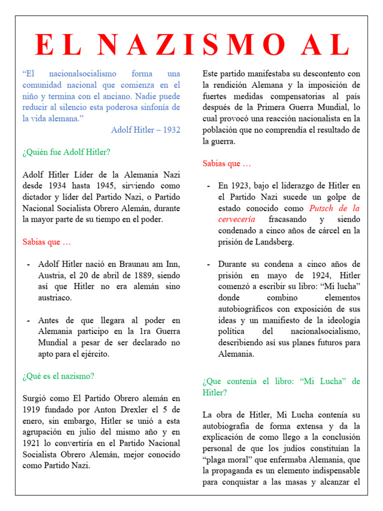Ascenso del Nazismo y Hitler | PDF | Alemania nazi | Adolf Hitler