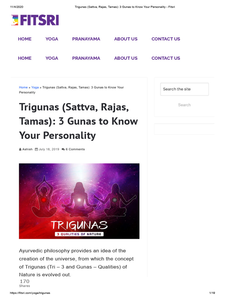 Trigunas (Sattva, Rajas, Tamas) - 3 Gunas To Know Your Personality ...