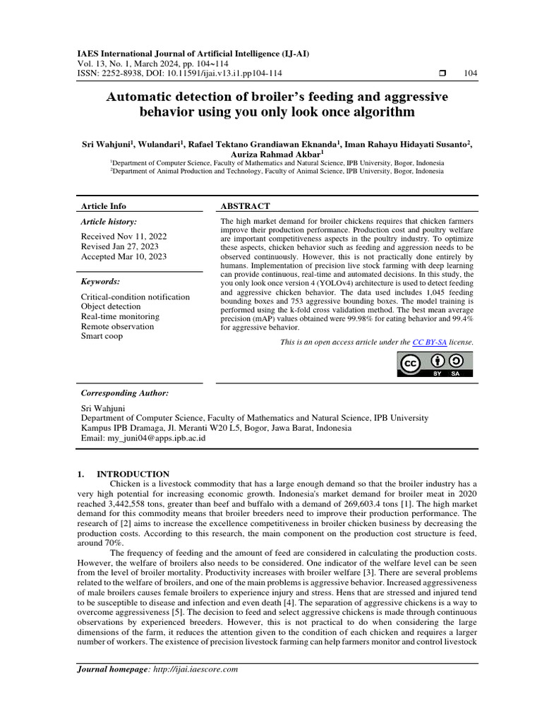 Automatic detection of broiler’s feeding and aggressive behavior using you only look once ...