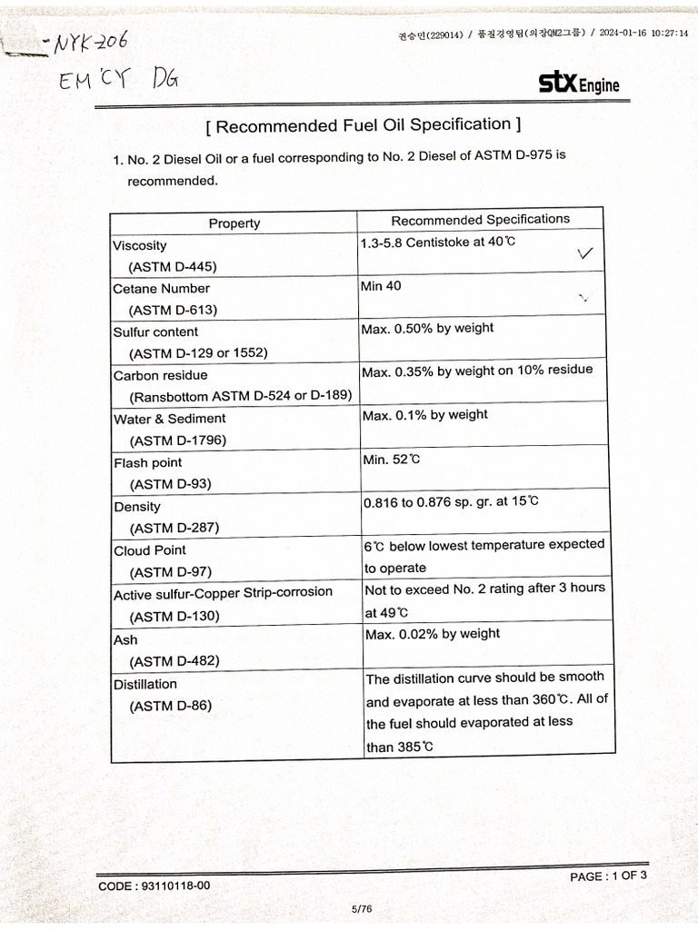 Lifeboat & EDG Fuel Specs | PDF