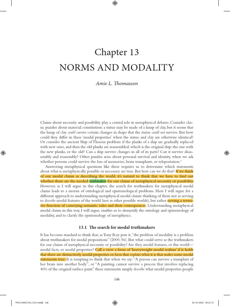 Thomasson - Norms and Modality | PDF | Modal Logic | Metaphysics