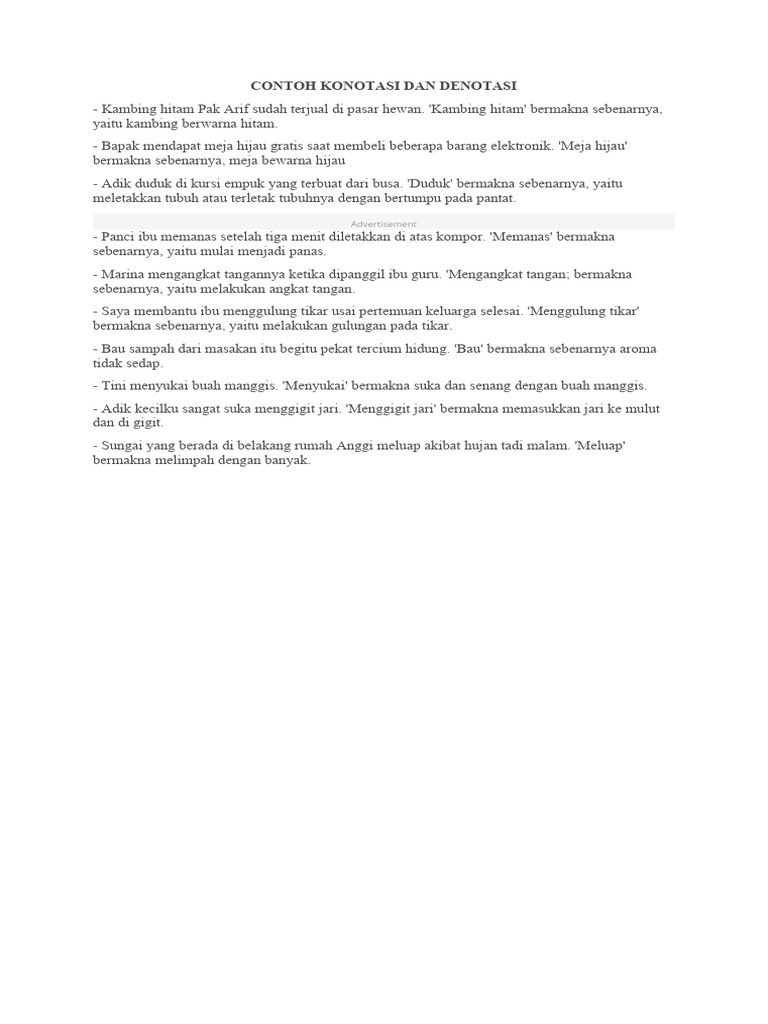 Contoh Konotasi Dan Denotasi | PDF