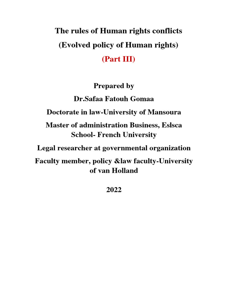 The Rules of Human Rights Conflicts (Evolved Policy of Human Rights ...