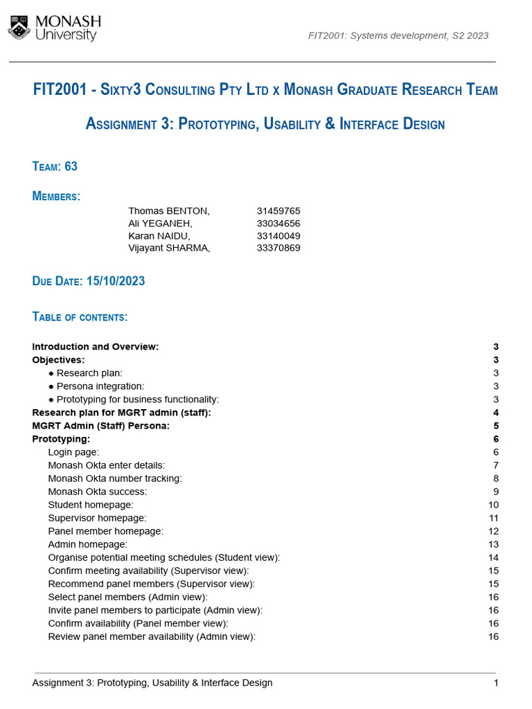 FIT2001_Assignment3_Team63 | PDF | Usability | User Interface Design