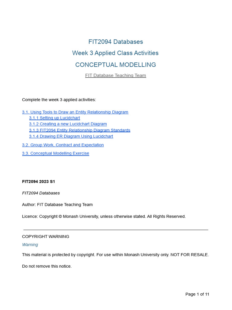 FIT2094 Week 3 Applied Class | PDF | Renting | Databases