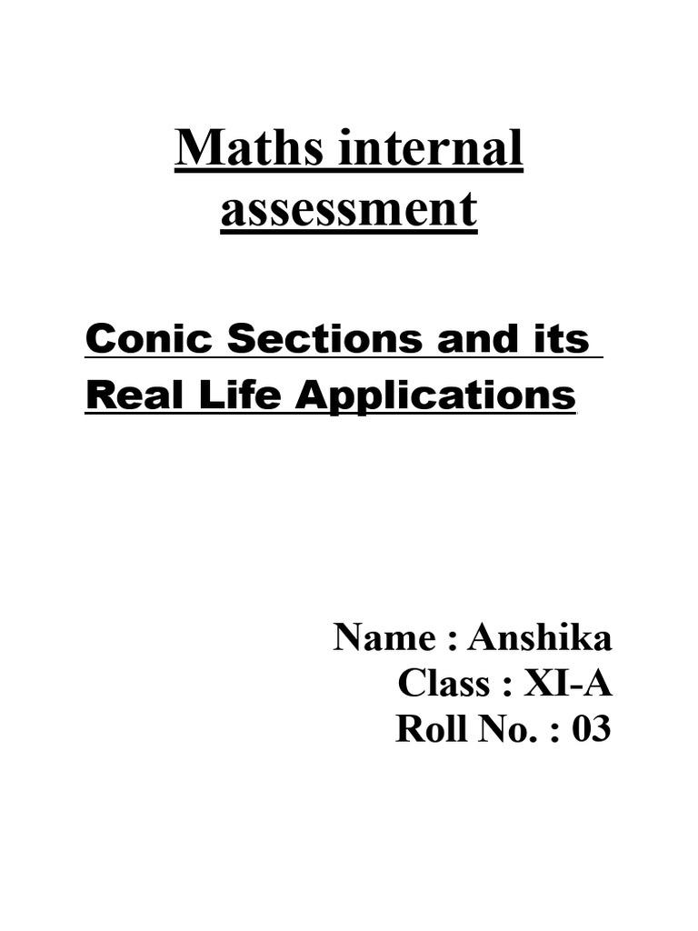 Conic Sections And Its Real Life Applications Pdf Ellipse Euclid