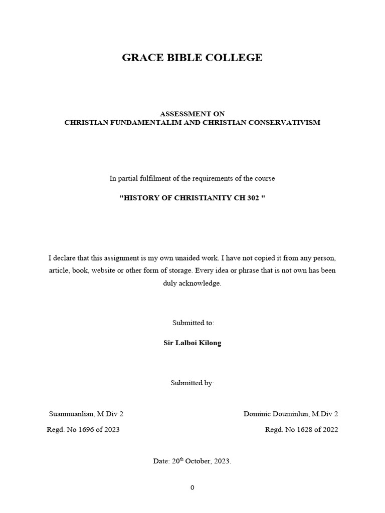 Christian Fundamentalism and Conservativism | PDF | Christian ...