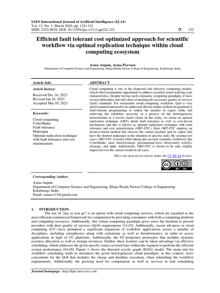 Efficient Fault Tolerant Cost Optimized Approach For Scientific Workflow Via Optimal Replication ...