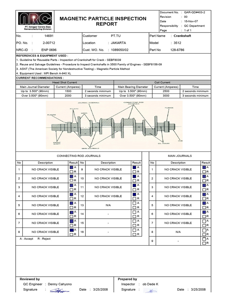 Lubrizol 6786 Crankshaft Inspection Report | PDF | Nondestructive ...