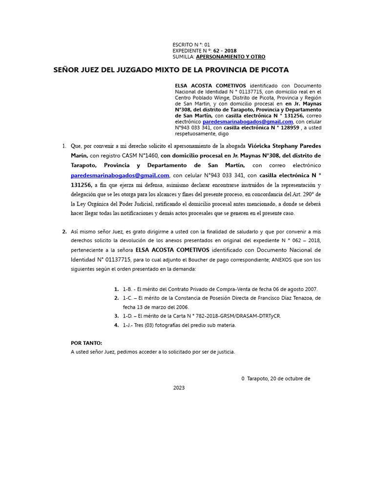 Devolución de Los Anexos ELSA ACOSTA COMETIVOS - para Combinar | PDF ...