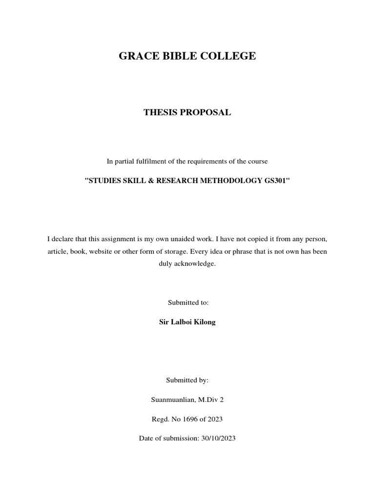 Suanmuanlian THESIS Proposal Assignment 01 | PDF | Theology | Methodology