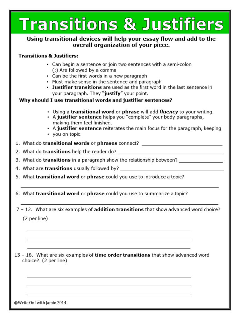 Milestone 1 - Transitions & Justifiers | PDF | Paragraph | Essays