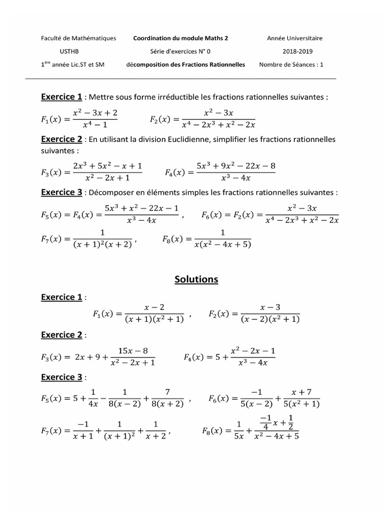 TD Math - L1 - S2 - 2018-2019 - Intergration Et Primitives | PDF