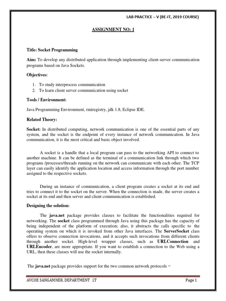 Lab - Manual LP V (2019PATERN) | PDF | Common Object Request Broker Architecture | Network Socket