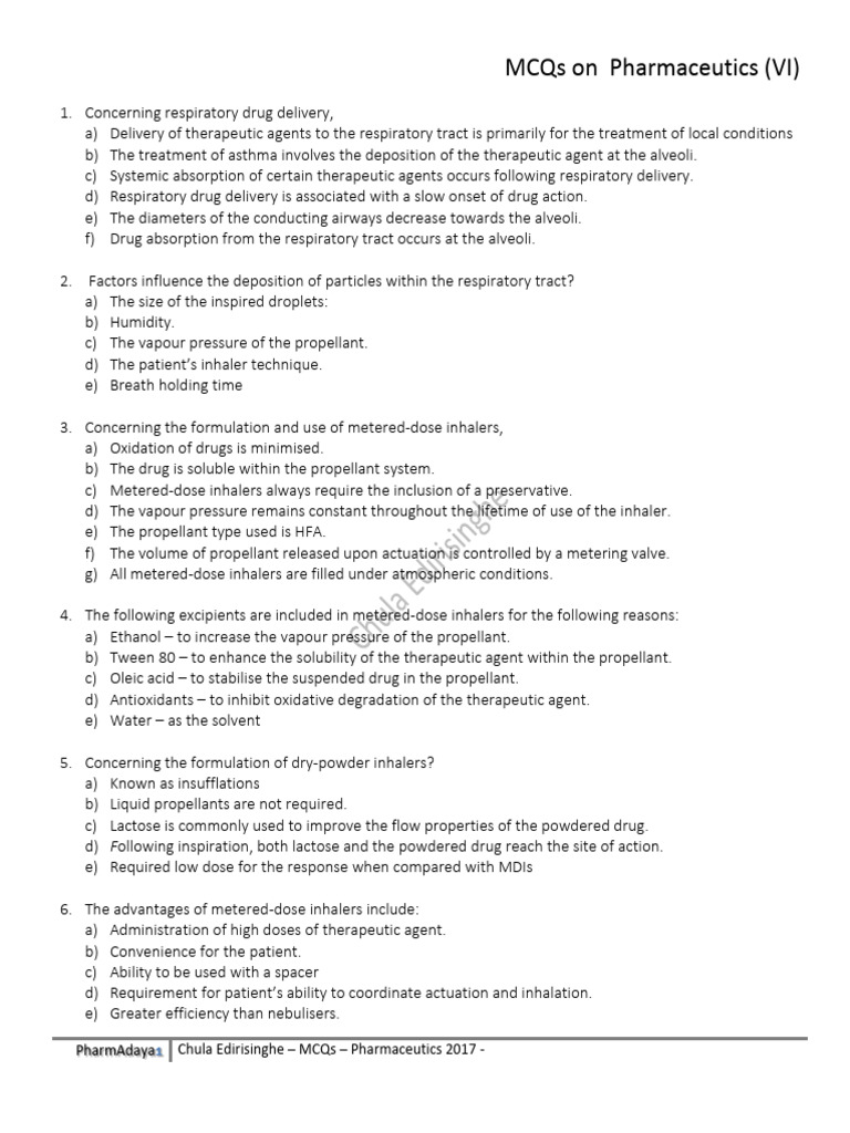 25 Pharma 6 MCQ | PDF | Sterilization (Microbiology) | Chemistry