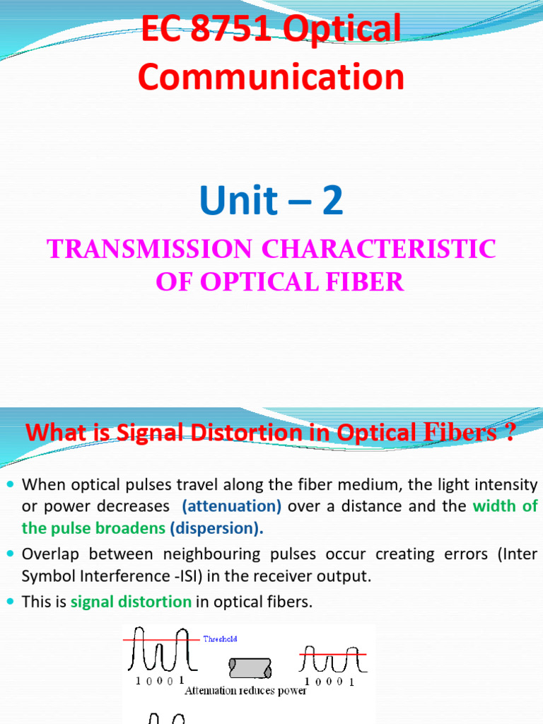 OC Unit 2 - PPT | PDF | Dispersion (Optics) | Optical Fiber