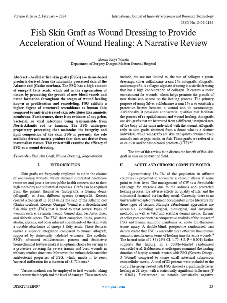 Fish Skin Graft As Wound Dressing To Provide Acceleration of Wound ...