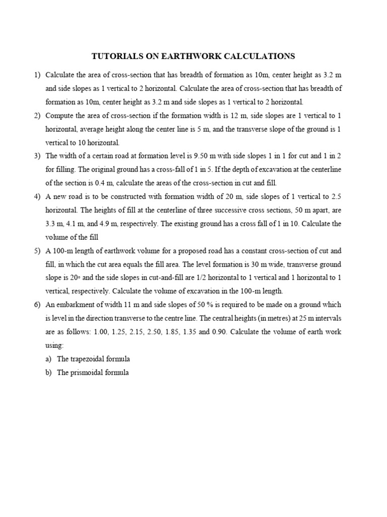 Tutorials On Earthwork Calculations | PDF | Area | Length