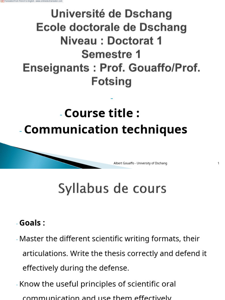 Cours de Communication Orale Scientifique Orale - Fr.en | PDF | Communication | Thesis