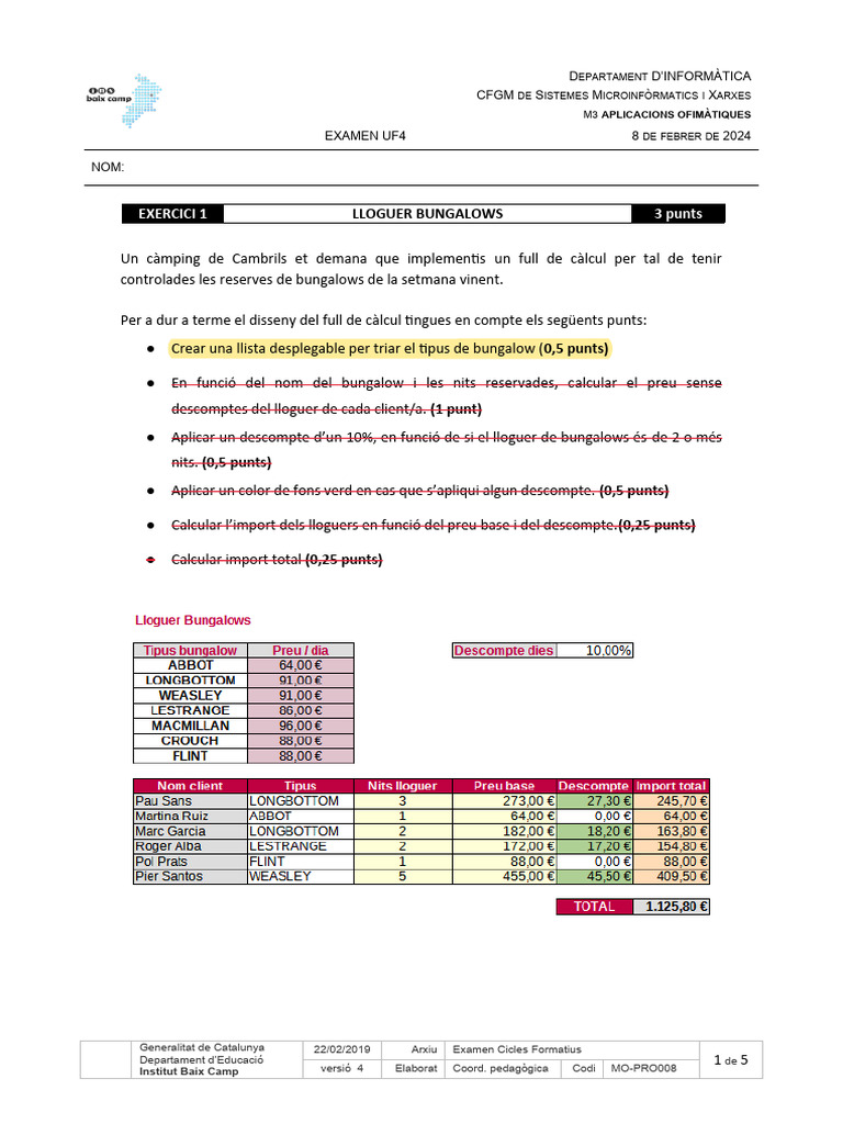 M3 UF4 Examen 2324 - Baix - Camp | PDF
