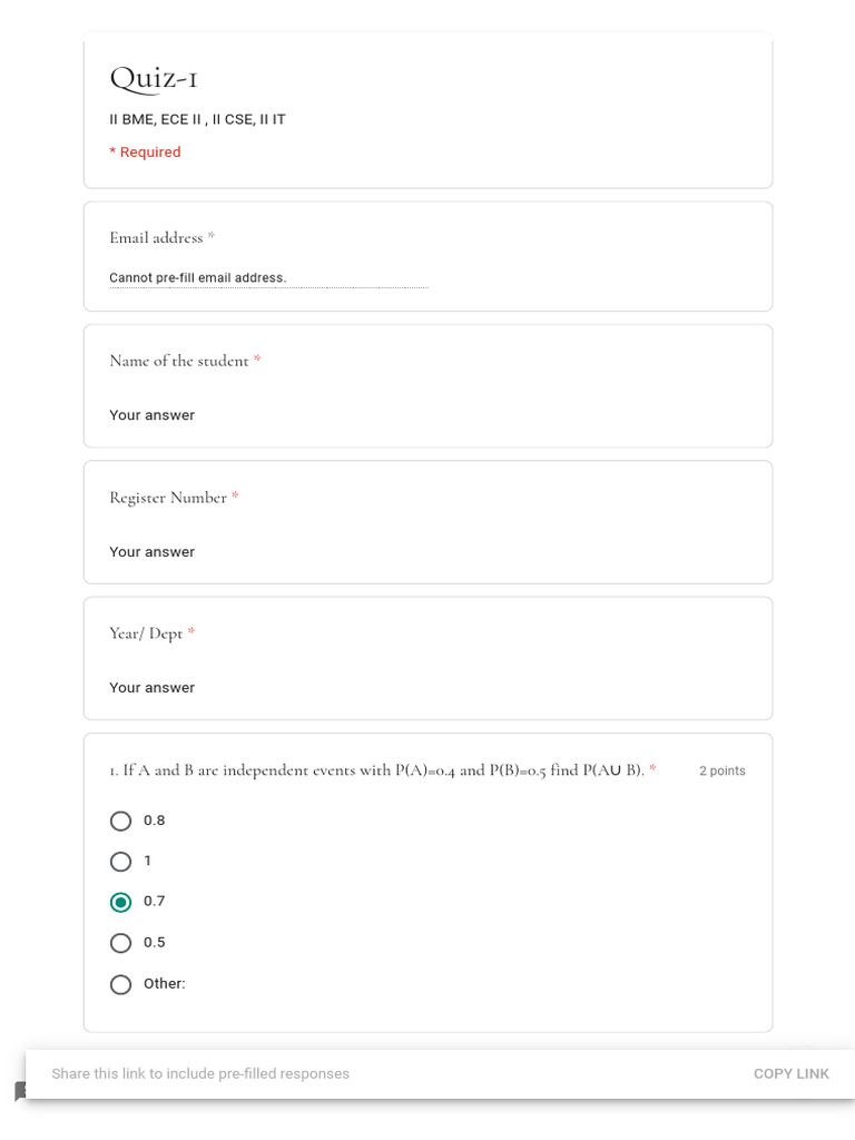 PS & PQT - Unit I MCQ | PDF | Random Variable | Probability Distribution