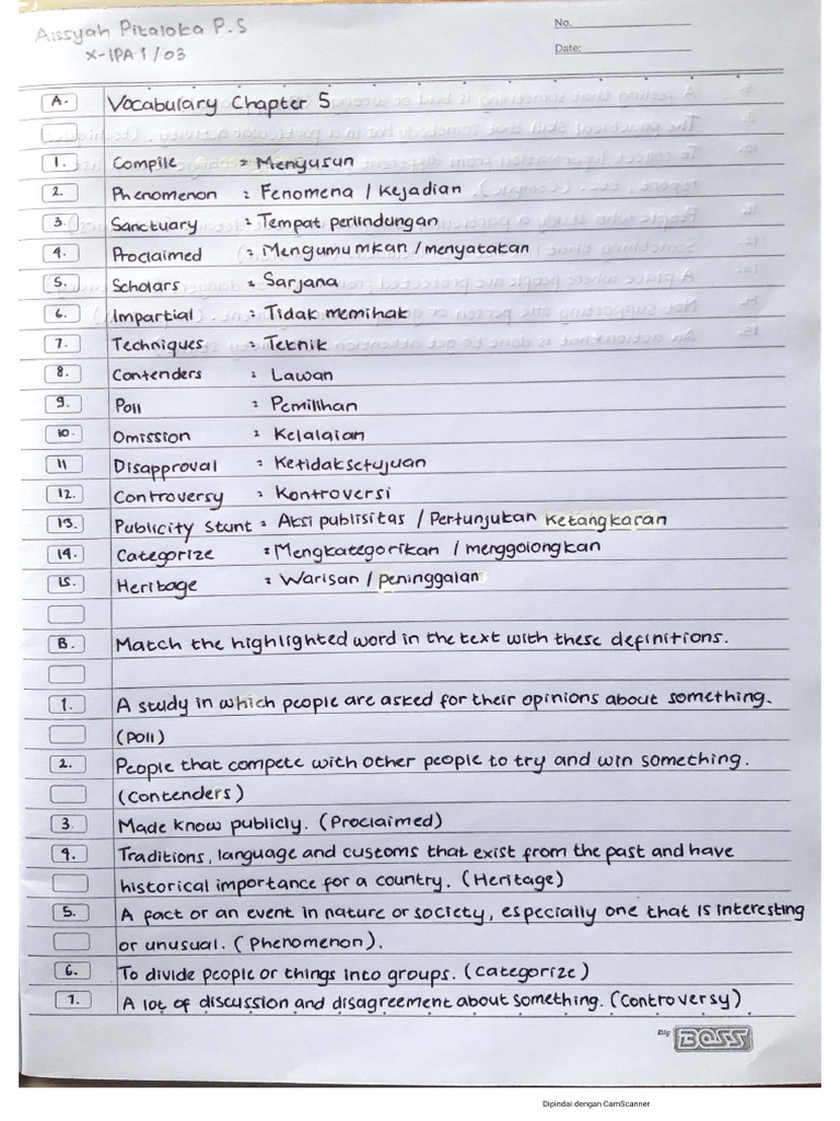 Vocabulary Exercise Chapter 5 | PDF