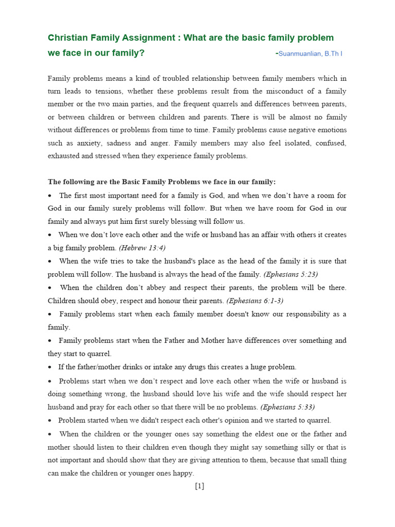 Christian Family Assignment | PDF | Behavioural Sciences | Social Psychology